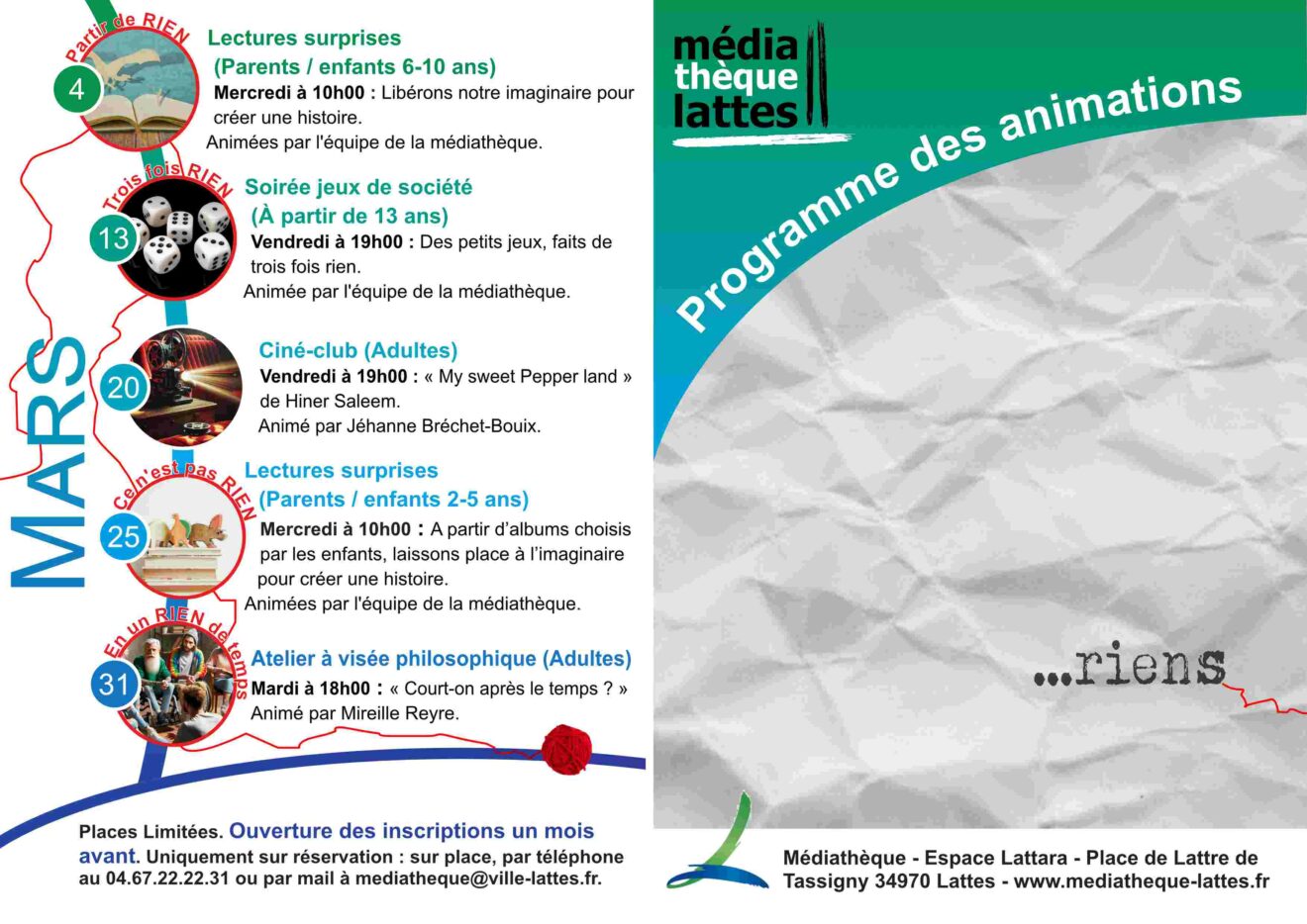 📅Programme d’animations janvier à mars 2026